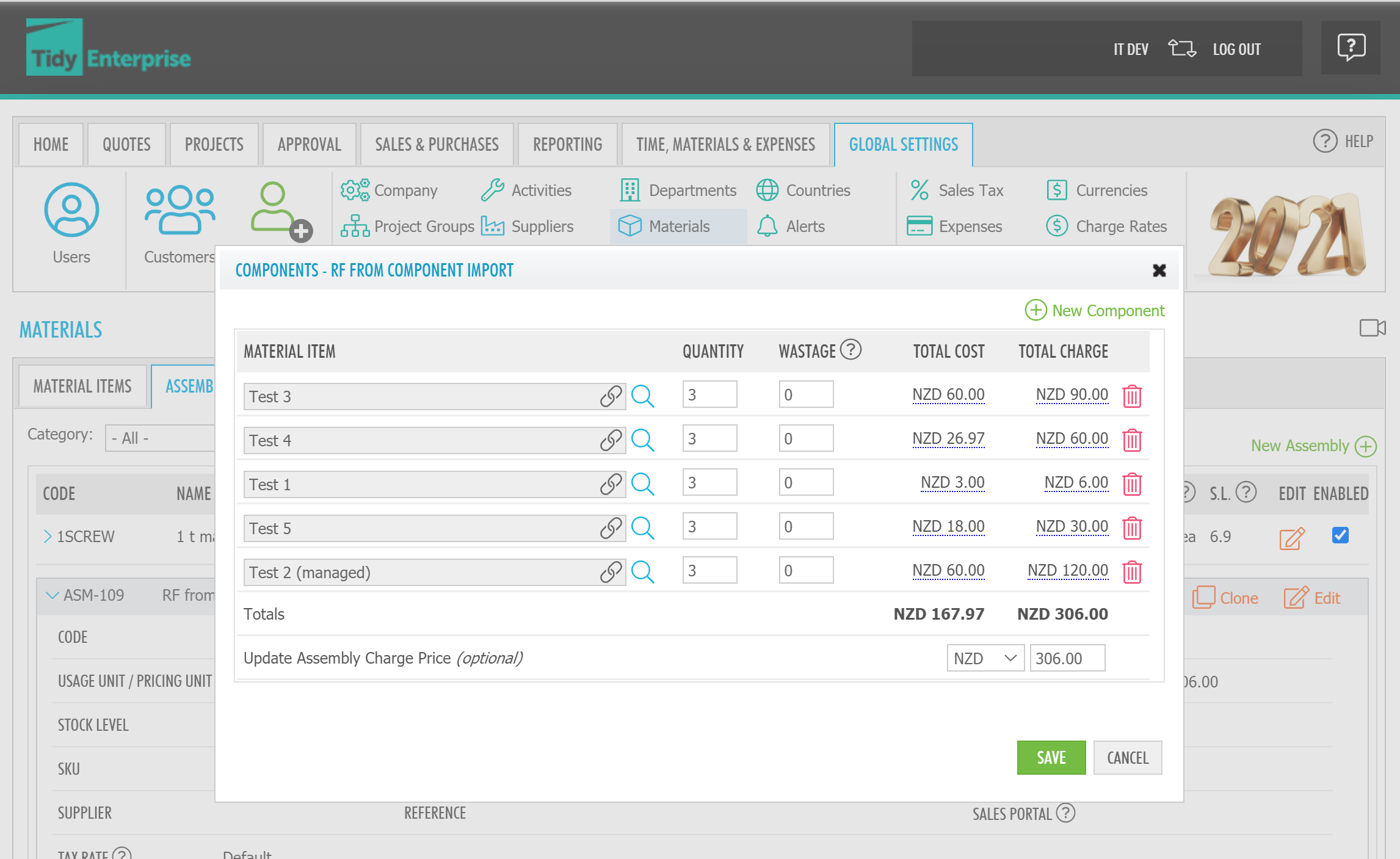 Create draft purchase orders for assembly components